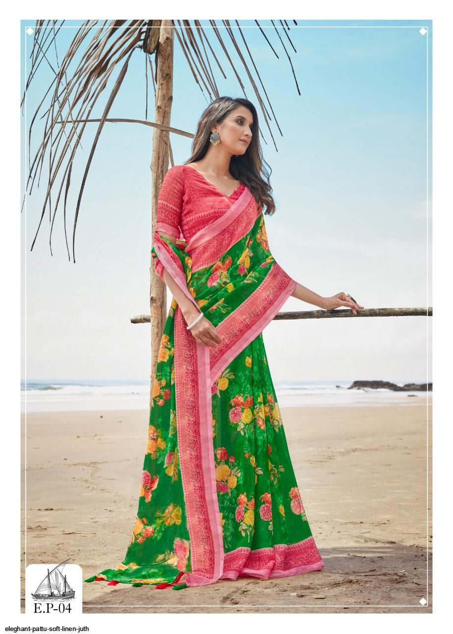 Eleghant pattu Soft linen juth