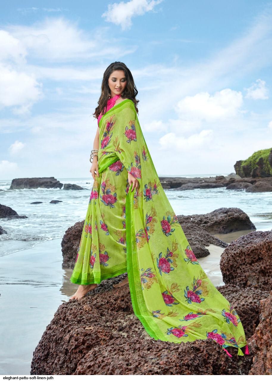 Eleghant pattu Soft linen juth