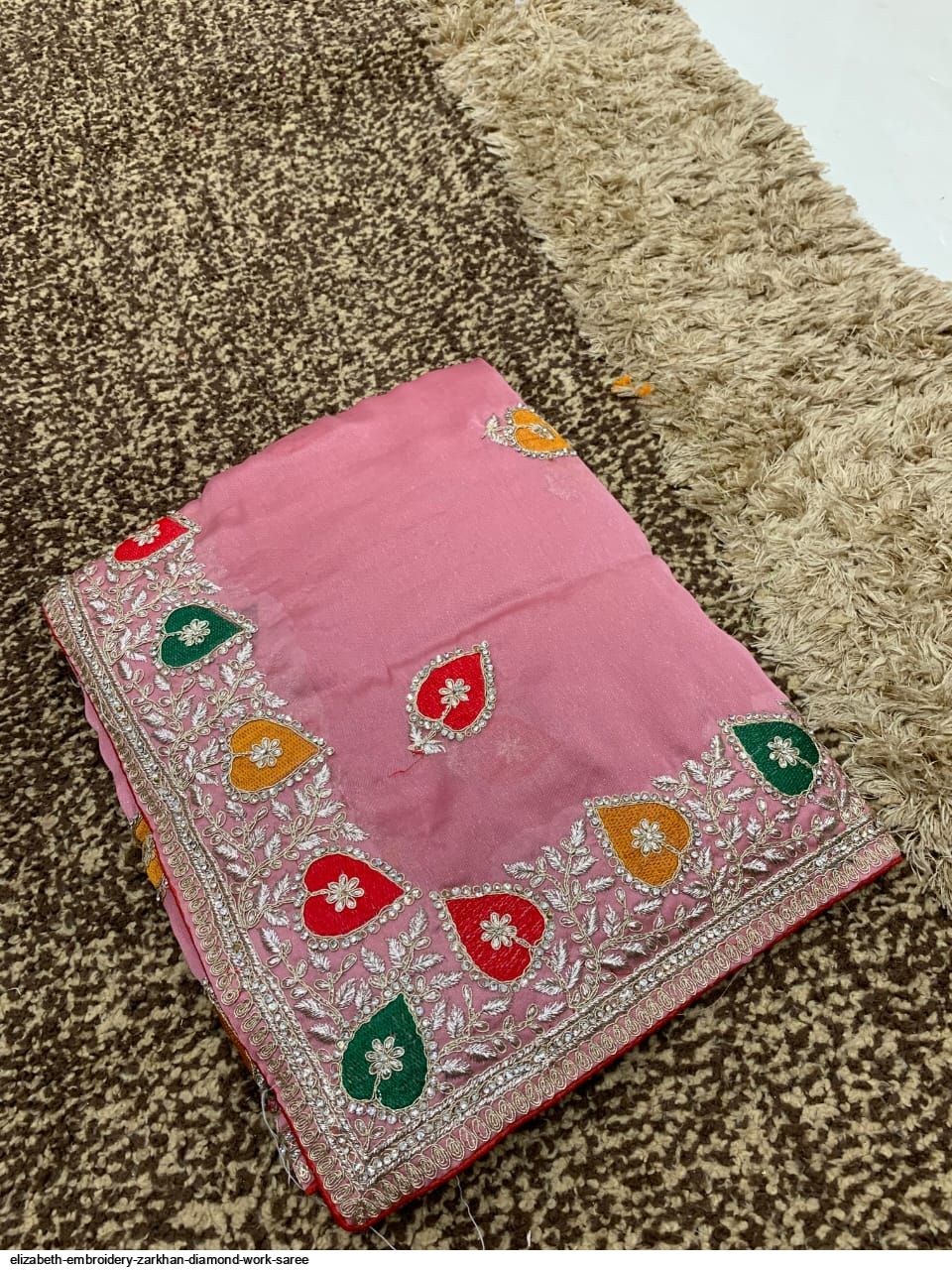 ELIZABETH EMBROIDERY ZARKHAN DIAMOND WORK saree