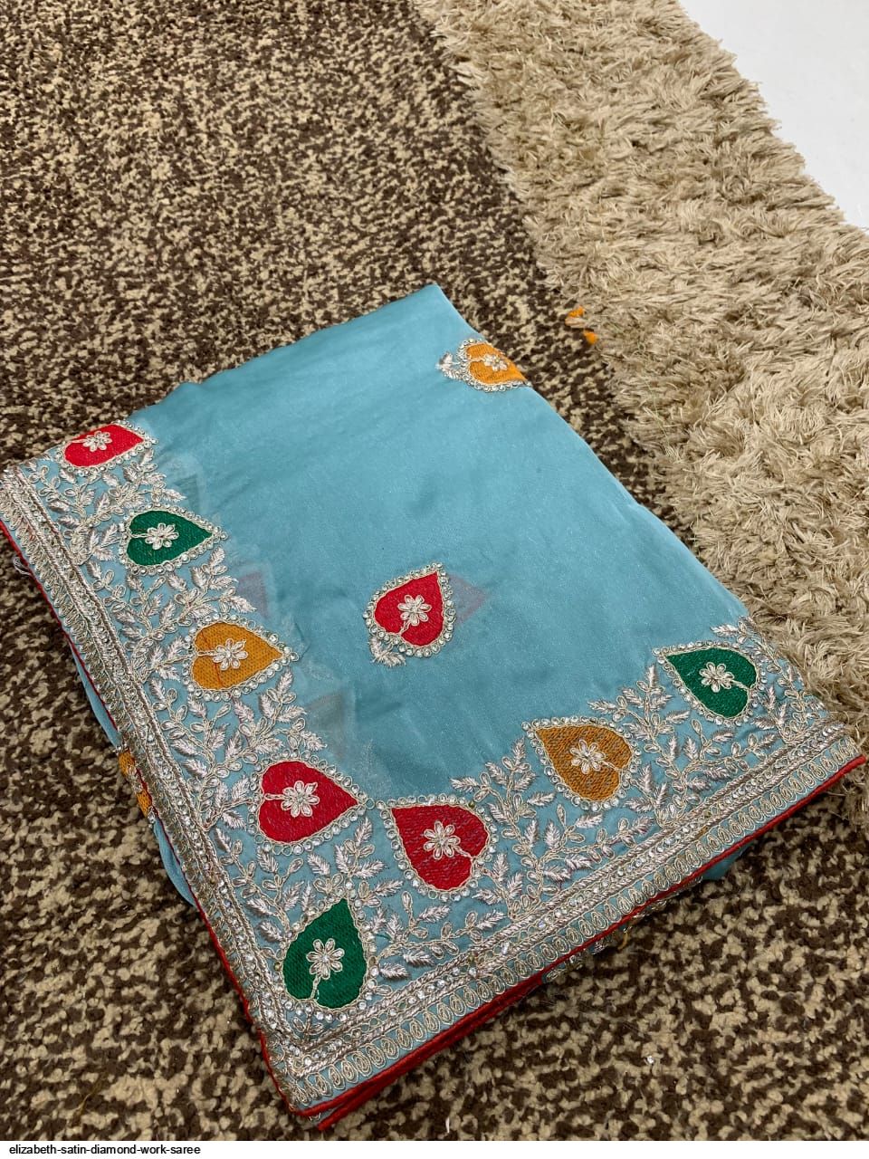 ELIZABETH SATIN DIAMOND WORK SAREE