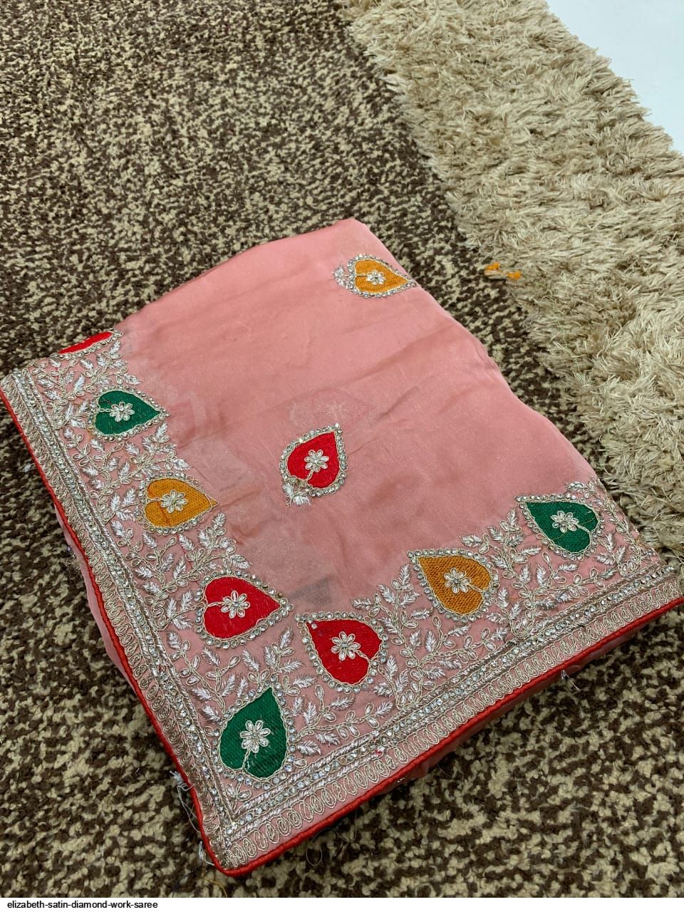 ELIZABETH SATIN DIAMOND WORK SAREE