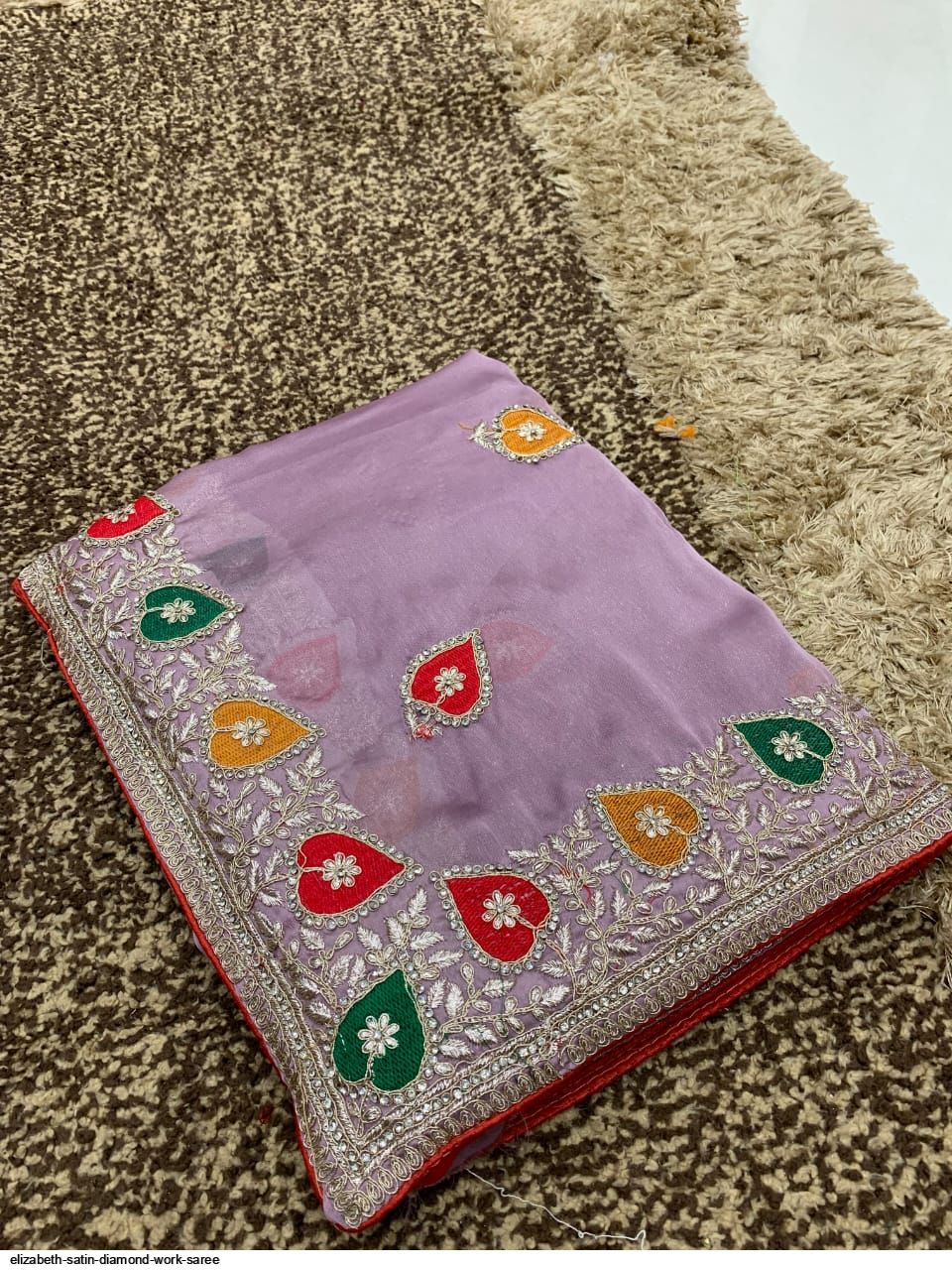 ELIZABETH SATIN DIAMOND WORK SAREE