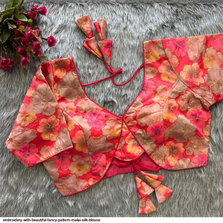 Embroidery With Beautiful Fancy Pattern Malai Silk BLOUSE