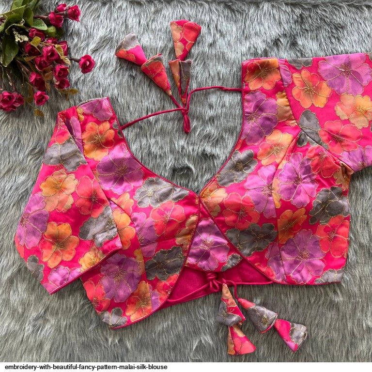 Embroidery With Beautiful Fancy Pattern Malai Silk BLOUSE