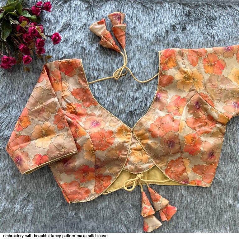 Embroidery With Beautiful Fancy Pattern Malai Silk BLOUSE