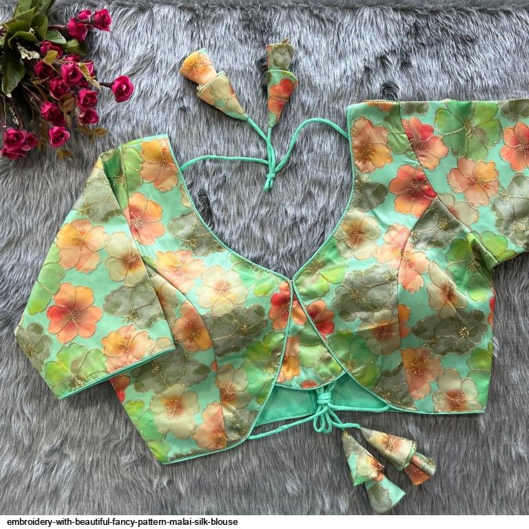 Embroidery With Beautiful Fancy Pattern Malai Silk BLOUSE