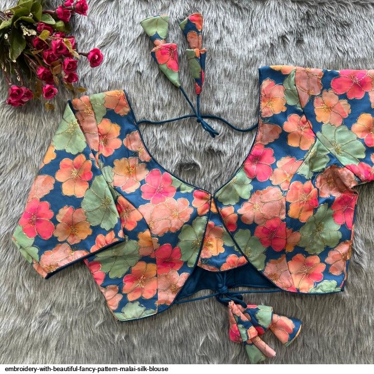 Embroidery With Beautiful Fancy Pattern Malai Silk BLOUSE