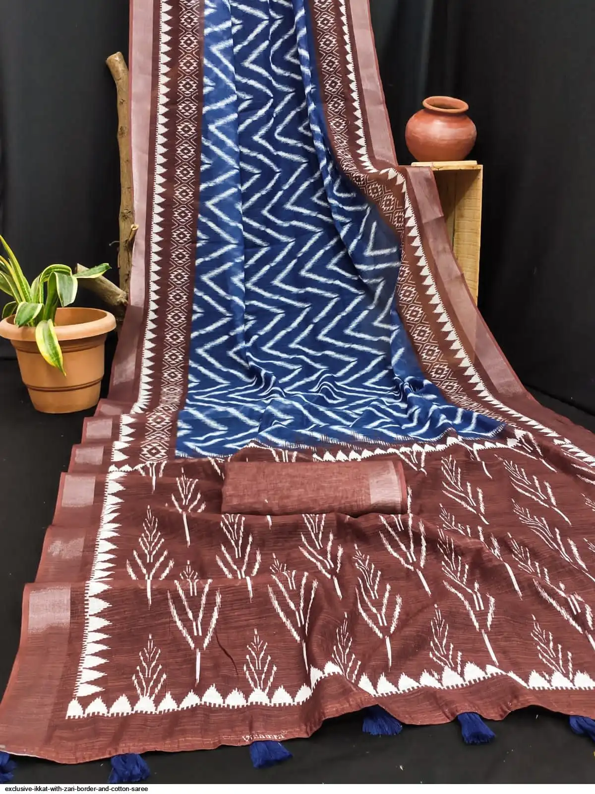 Exclusive Ikkat With Zari Border and cotton SAREE