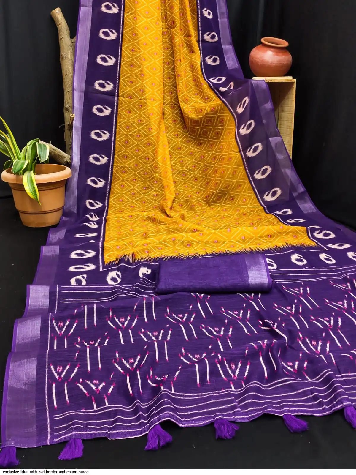 Exclusive Ikkat With Zari Border and cotton SAREE
