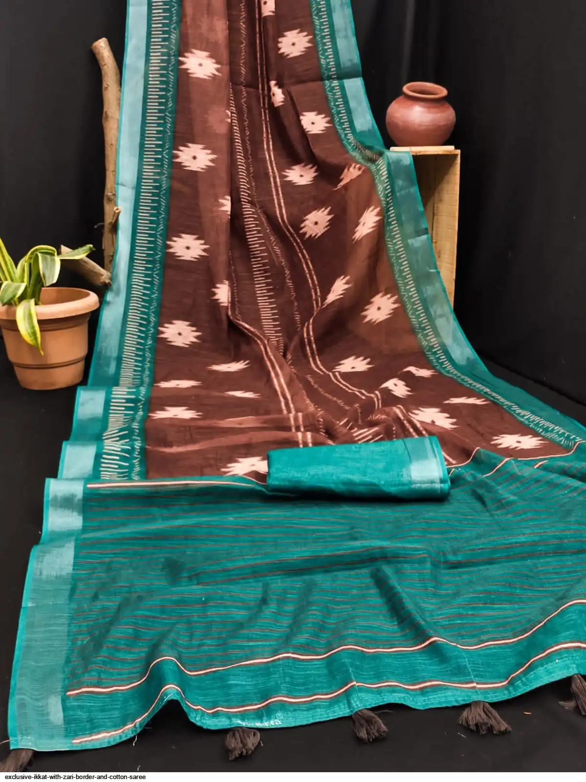 Exclusive Ikkat With Zari Border and cotton SAREE