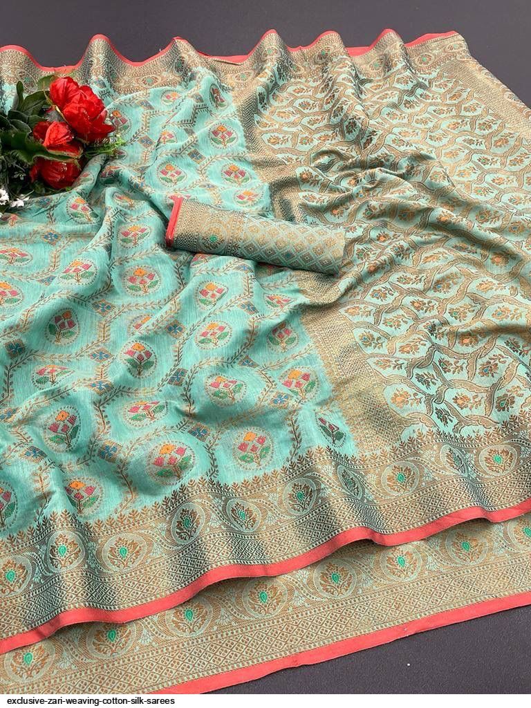 Exclusive Zari weaving COTTON SILK SAREES