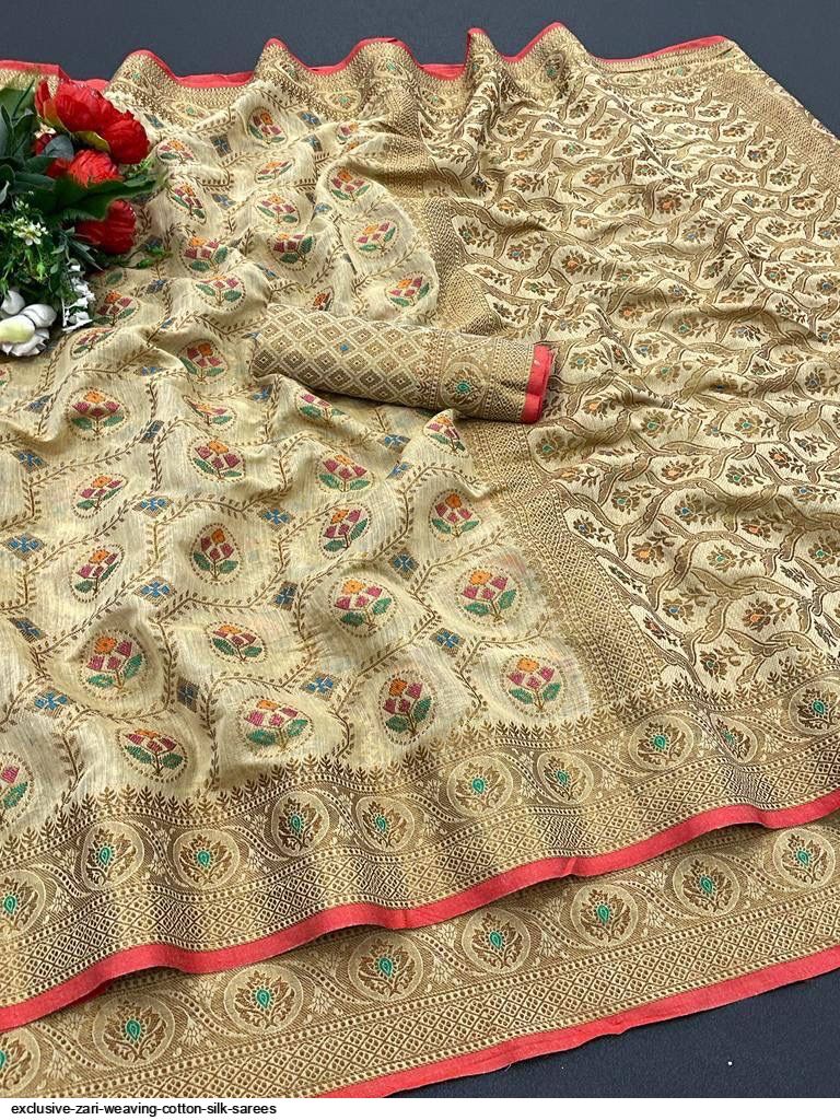 Exclusive Zari weaving COTTON SILK SAREES