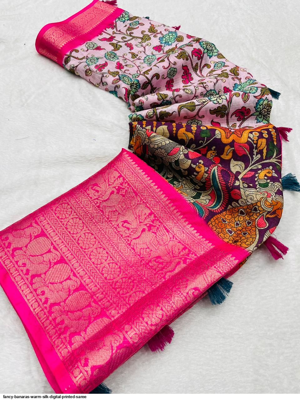 Fancy Banaras Warm Silk Digital Printed Saree