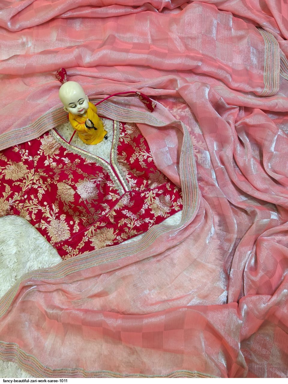 fancy beautiful zari work saree 1011