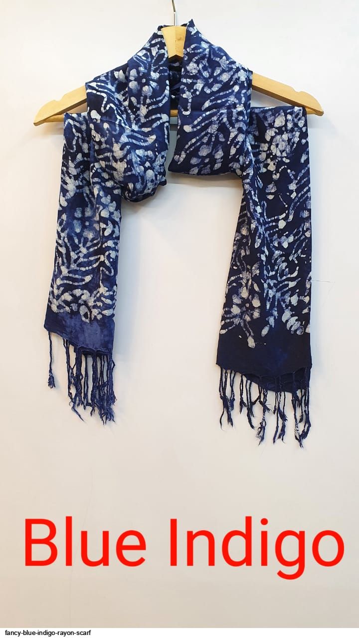 FANCY Blue Indigo Rayon Scarf