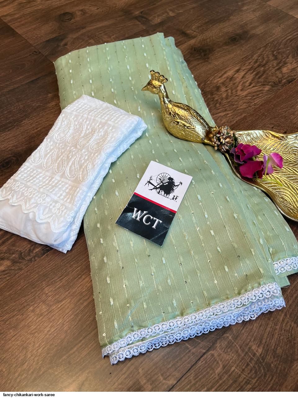 fancy Chikankari work saree