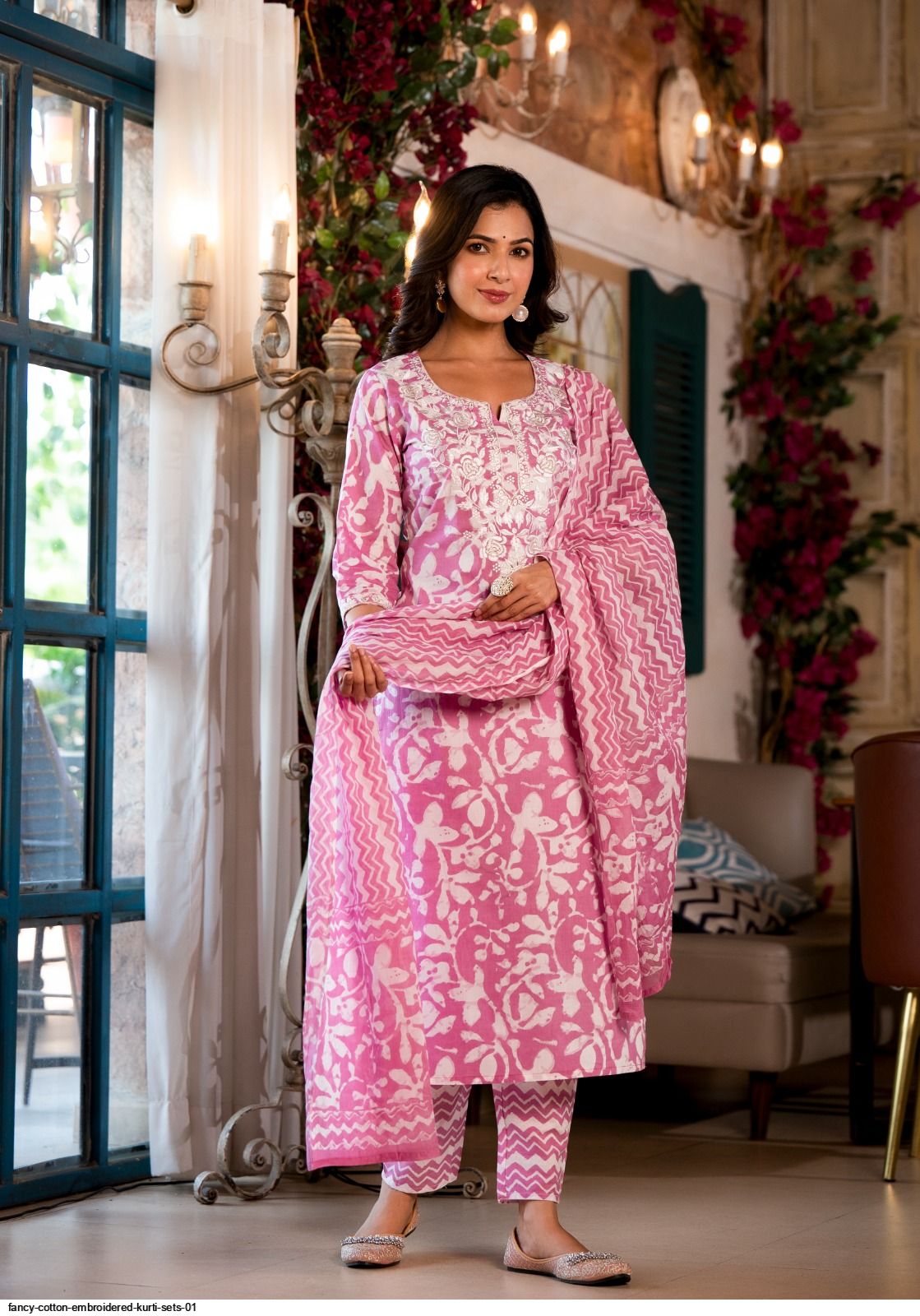 fancy COTTON EMBROIDERED kurti SETS 01