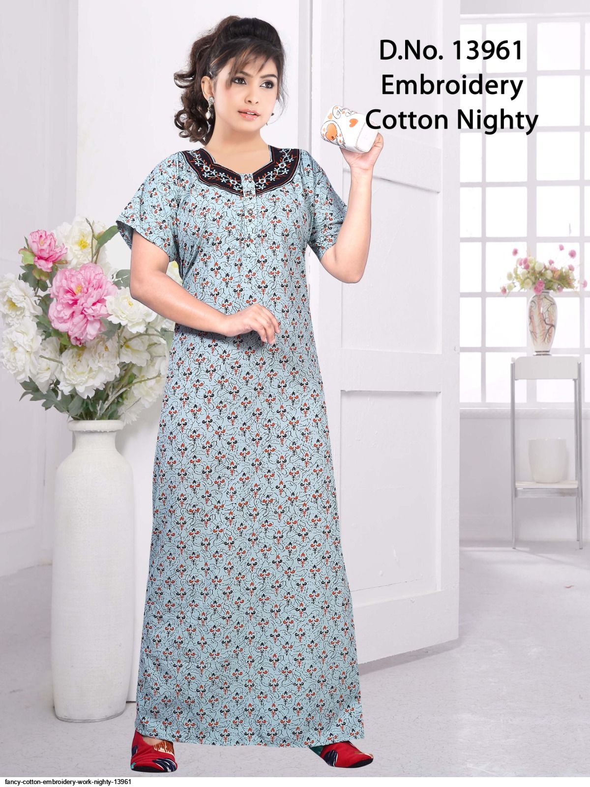 FANCY COTTON EMBROIDERY WORK NIGHTY 13961