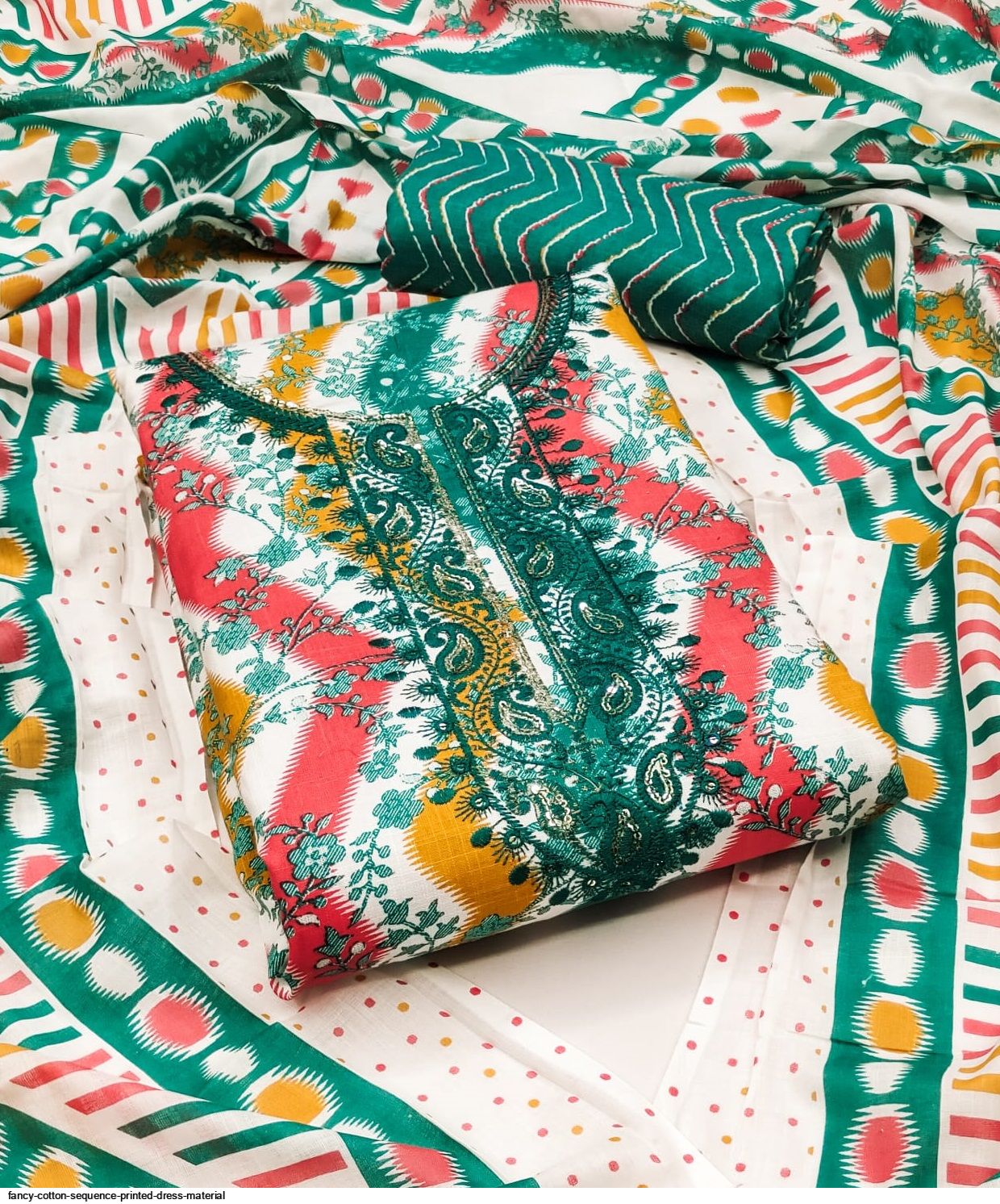 FANCY COTTON SEQUENCE PRINTED DRESS MATERIAL