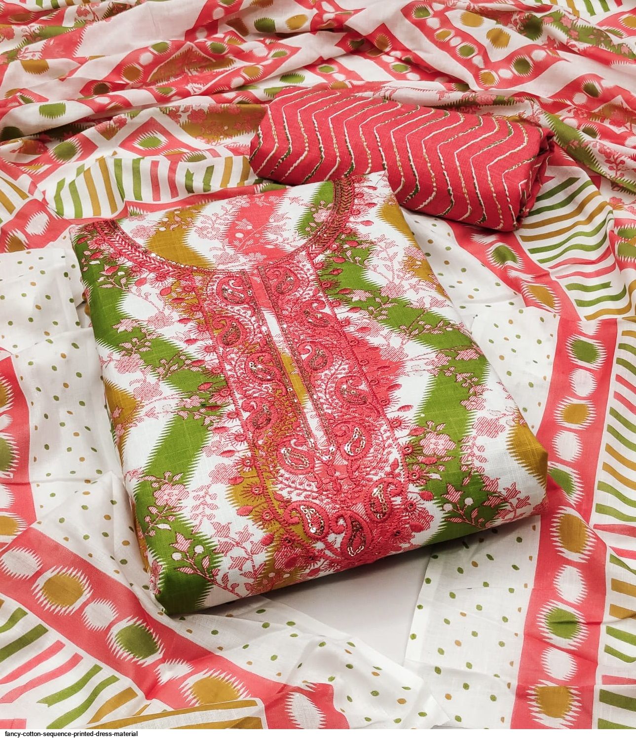 FANCY COTTON SEQUENCE PRINTED DRESS MATERIAL