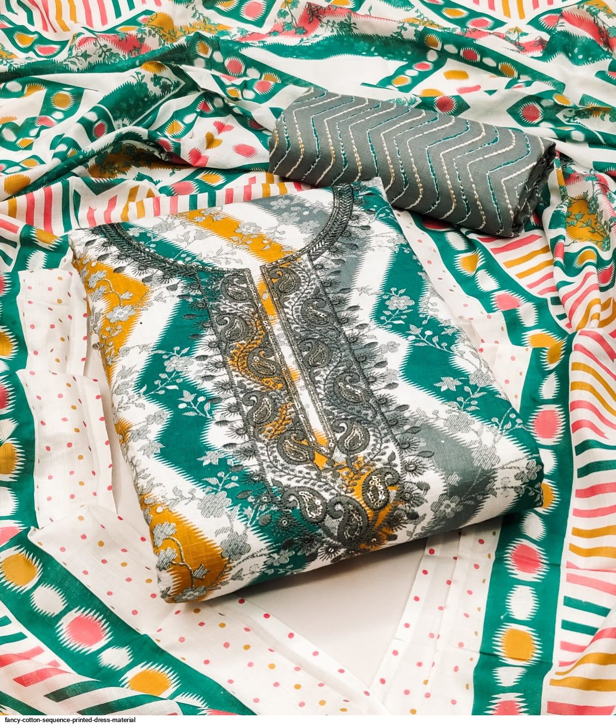 FANCY COTTON SEQUENCE PRINTED DRESS MATERIAL