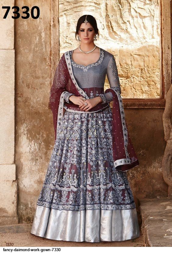 FANCY DAIMOND WORK GOWN 7330