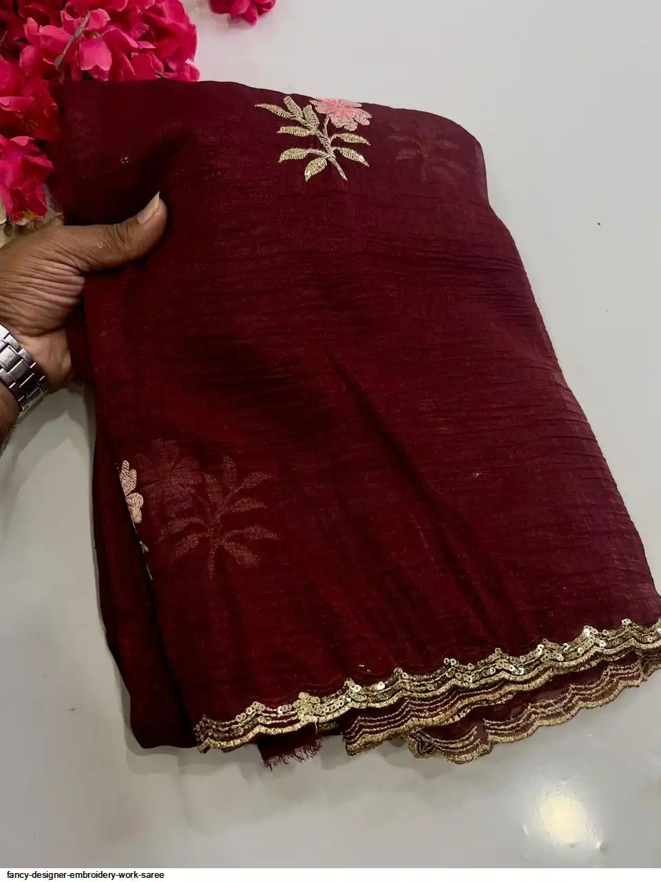 Fancy designer Embroidery Work Saree