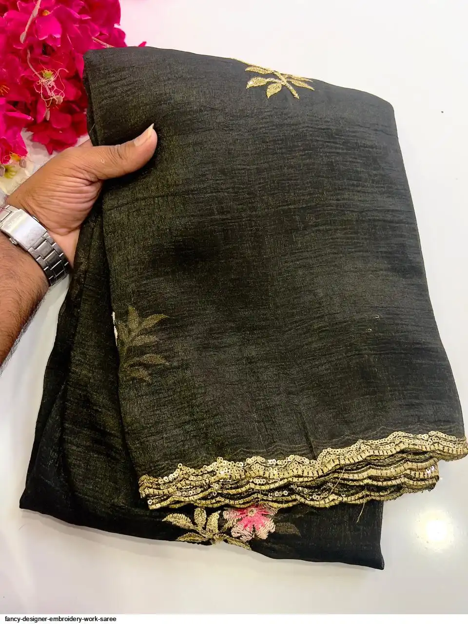 Fancy designer Embroidery Work Saree