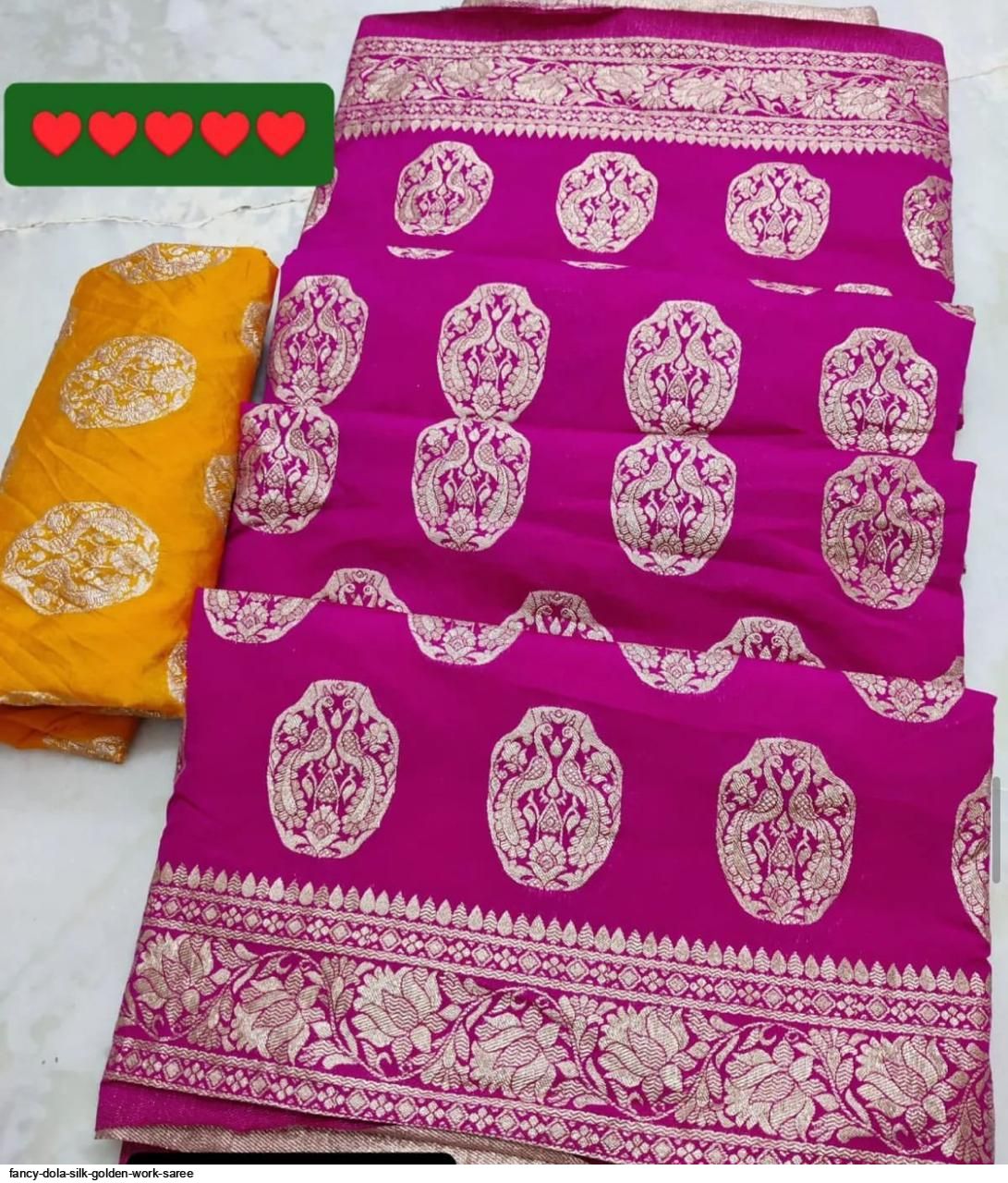 FANCY DOLA SILK GOLDEN WORK SAREE