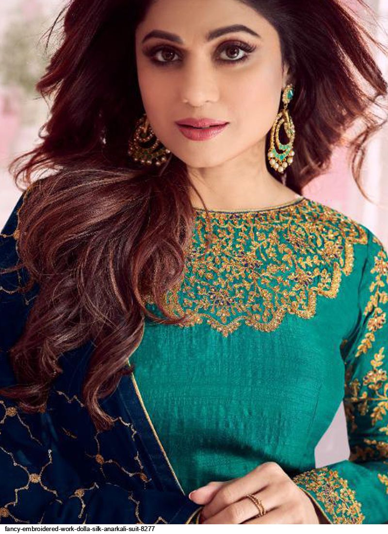 fancy Embroidered work DOLLA SILK Anarkali Suit 8277