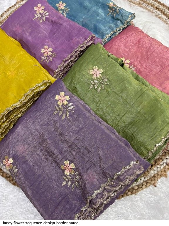 FANCY FLOWER SEQUENCE DESIGN BORDER SAREE