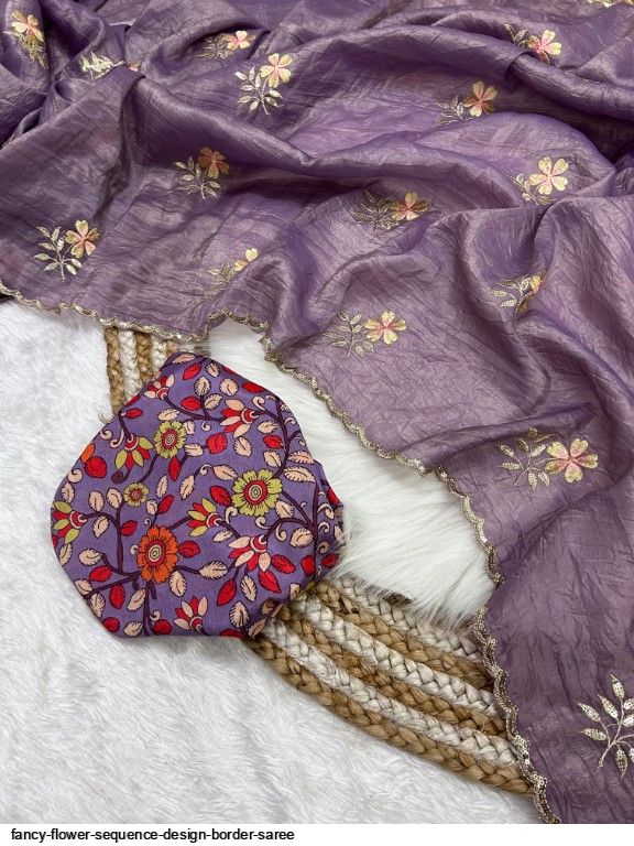 FANCY FLOWER SEQUENCE DESIGN BORDER SAREE