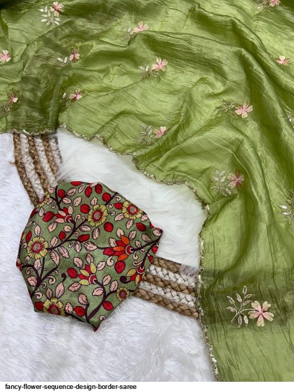 FANCY FLOWER SEQUENCE DESIGN BORDER SAREE
