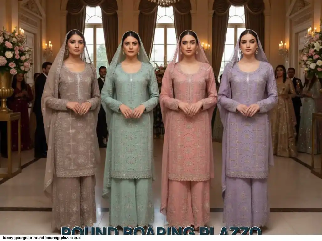 FANCY GEORGETTE ROUND BOARING PLAZZO SUIT