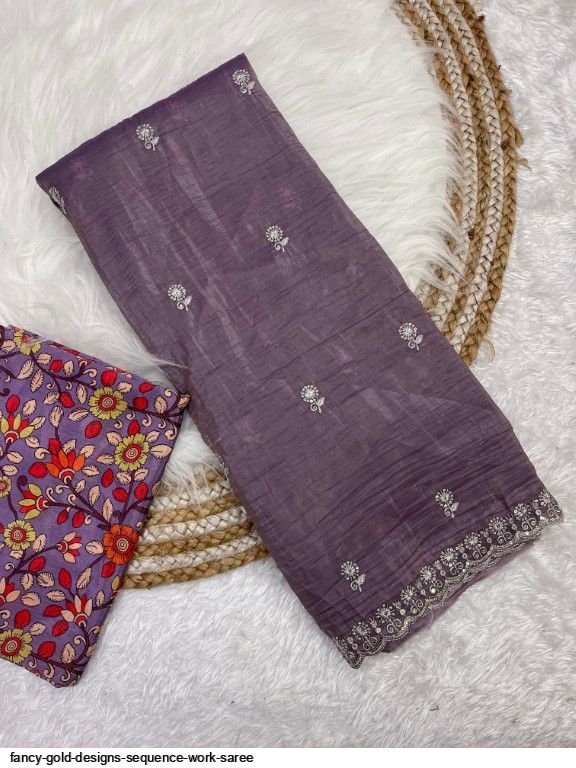 FANCY GOLD DESIGNS SEQUENCE WORK SAREE