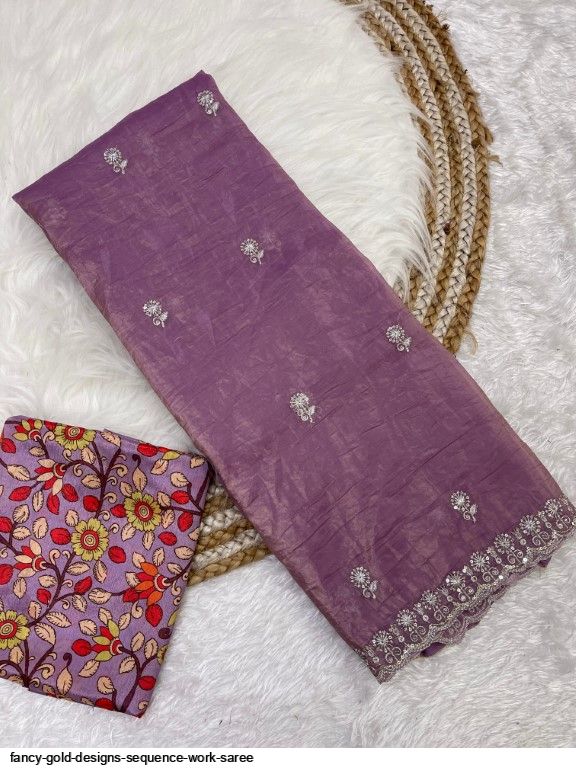 FANCY GOLD DESIGNS SEQUENCE WORK SAREE