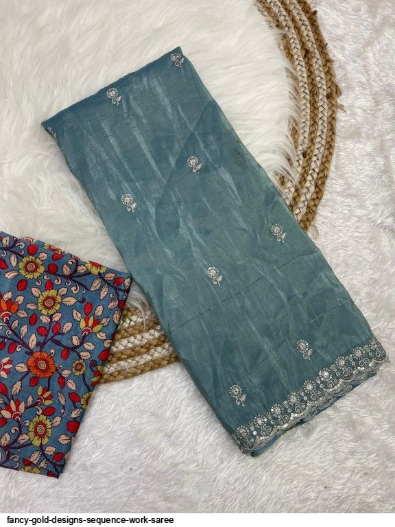 FANCY GOLD DESIGNS SEQUENCE WORK SAREE