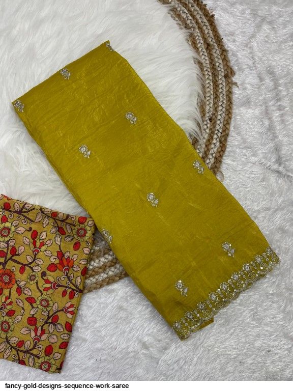FANCY GOLD DESIGNS SEQUENCE WORK SAREE