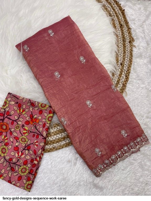 FANCY GOLD DESIGNS SEQUENCE WORK SAREE