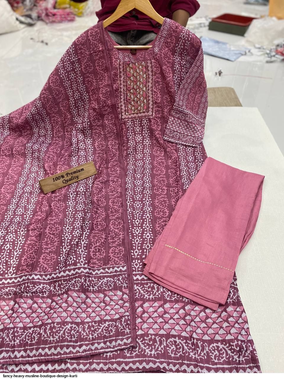 FANCY HEAVY MUSLINE BOUTIQUE DESIGN KURTI