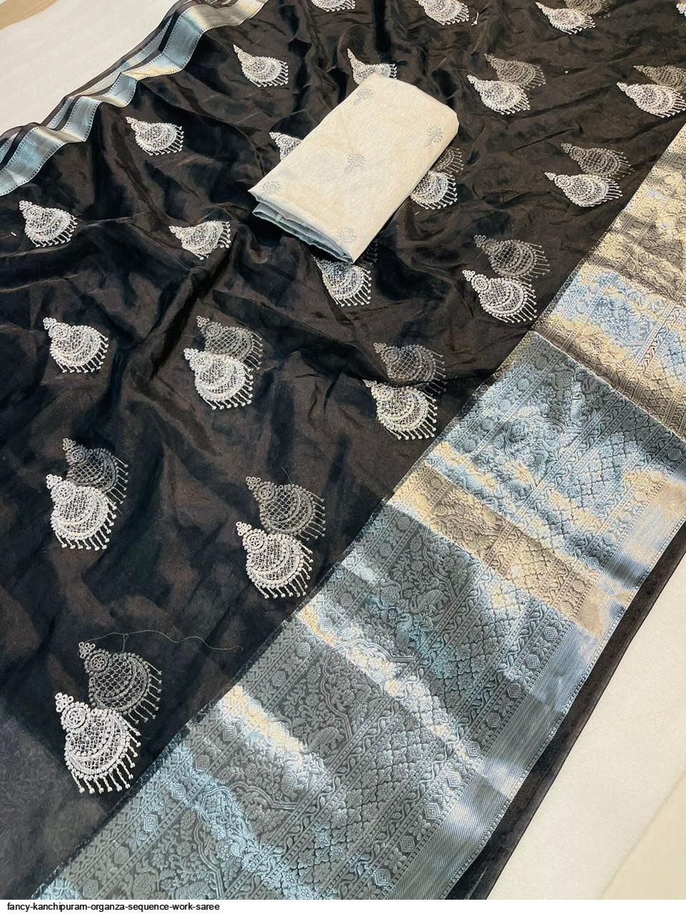 FANCY KANCHIPURAM ORGANZA SEQUENCE WORK SAREE