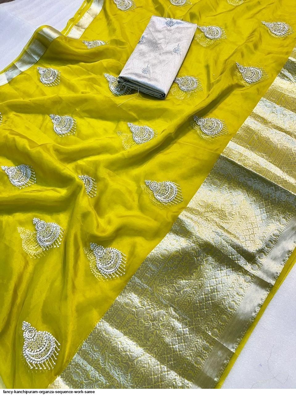 FANCY KANCHIPURAM ORGANZA SEQUENCE WORK SAREE