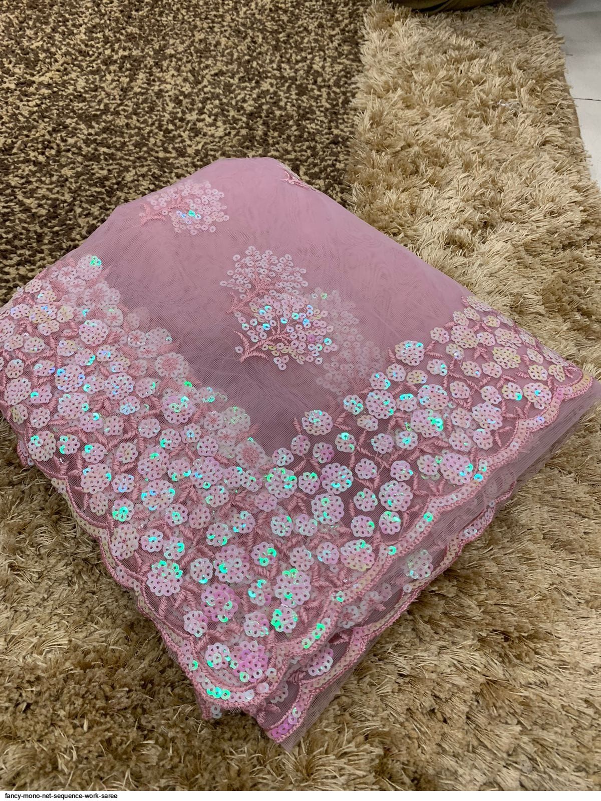 FANCY MONO NET SEQUENCE WORK SAREE