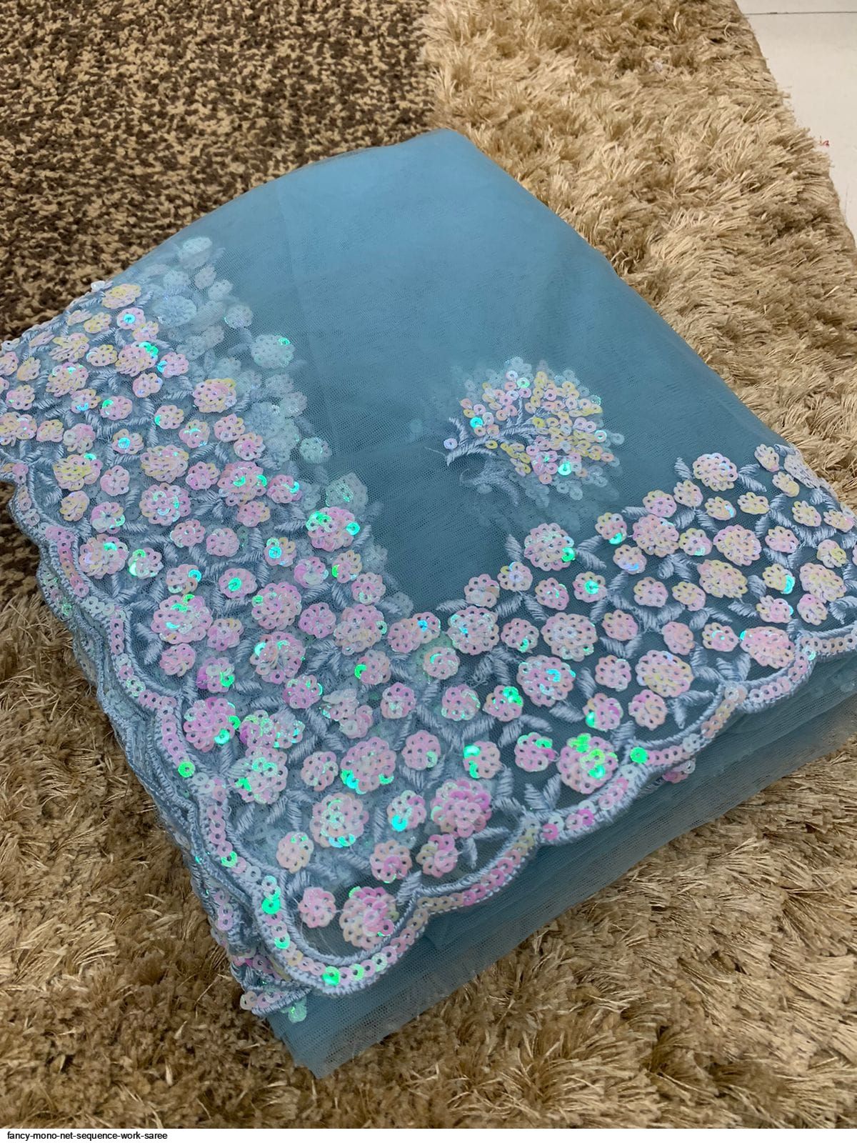 FANCY MONO NET SEQUENCE WORK SAREE