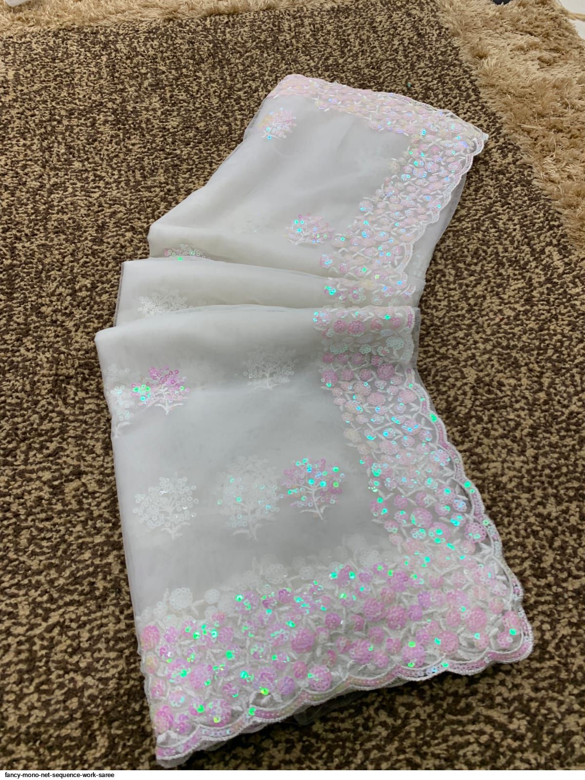 FANCY MONO NET SEQUENCE WORK SAREE