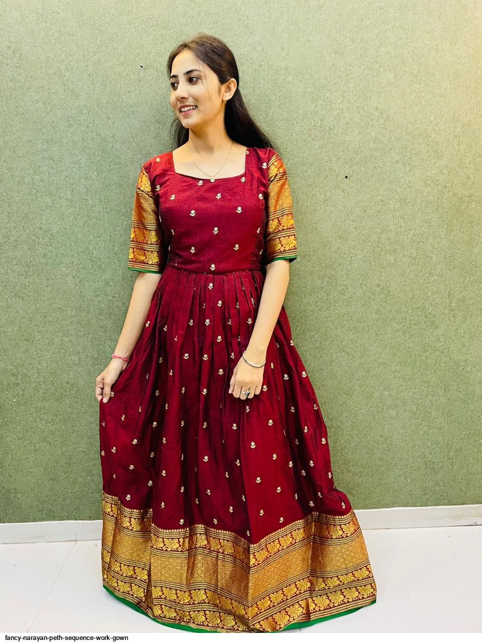 FANCY NARAYAN PETH SEQUENCE WORK GOWN