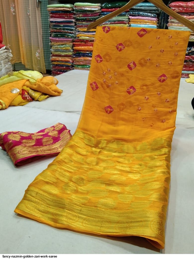 FANCY NAZMIN GOLDEN ZARI WORK SAREE