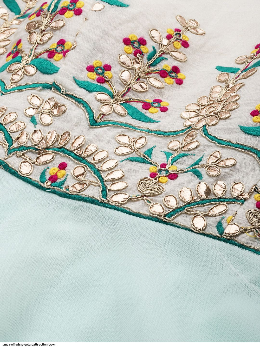 FANCY Off White Gota Patti Cotton Gown