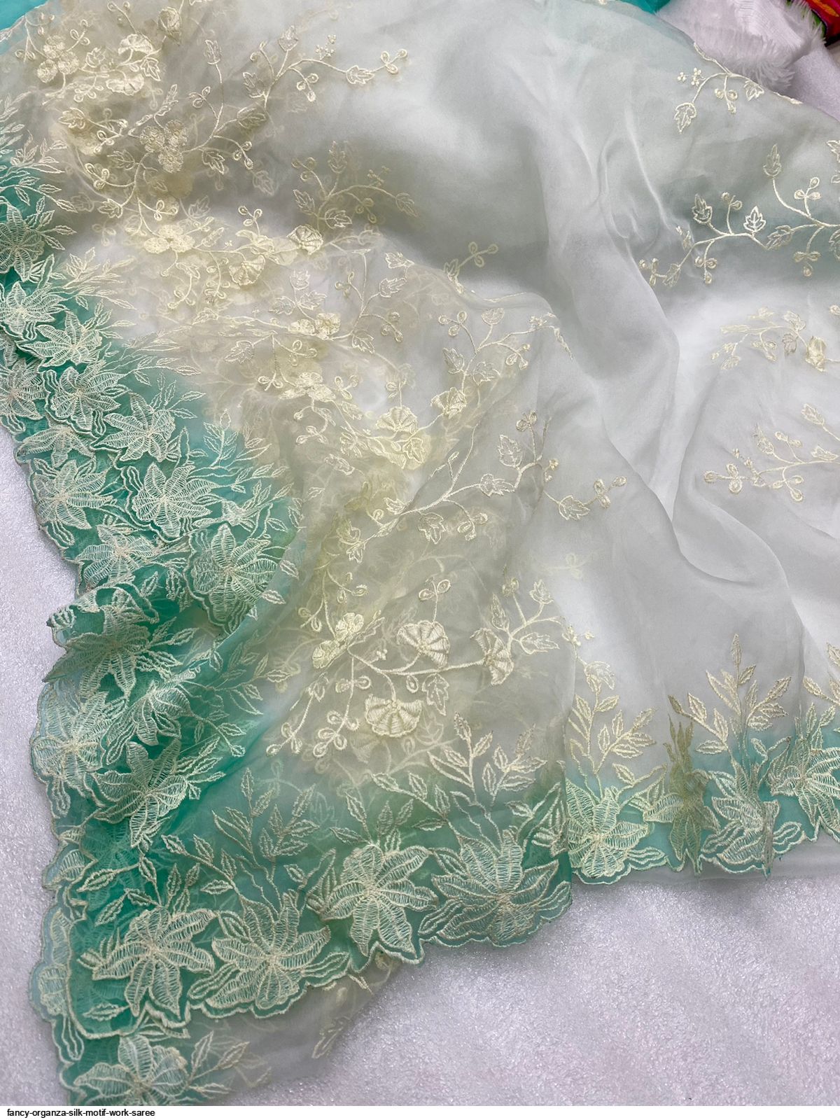 FANCY ORGANZA SILK MOTIF WORK SAREE