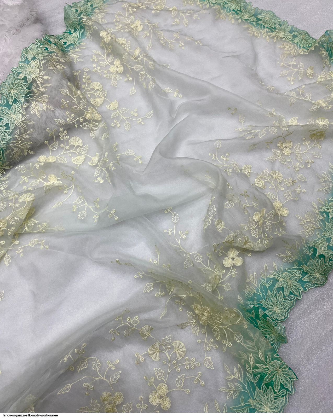 FANCY ORGANZA SILK MOTIF WORK SAREE